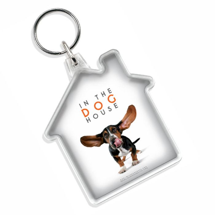House Shaped Acrylic Printed Promotional Keyrings | Bespoke